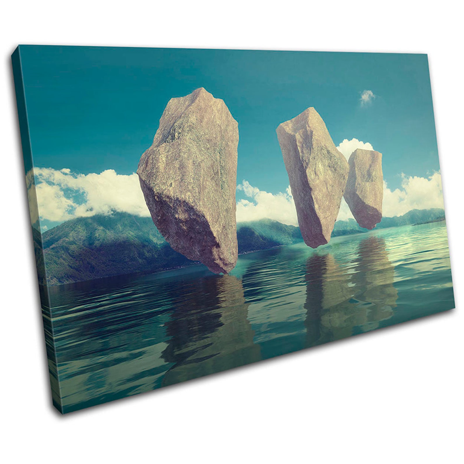 Floating Rocks Lake Surrealism Fantasy SINGLE Canvas Art Print | Etsy