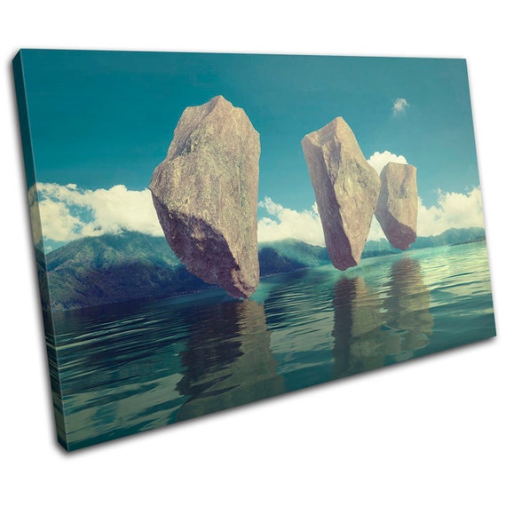 Floating Rocks Lake Surrealism Fantasy SINGLE Canvas Art Print | Etsy