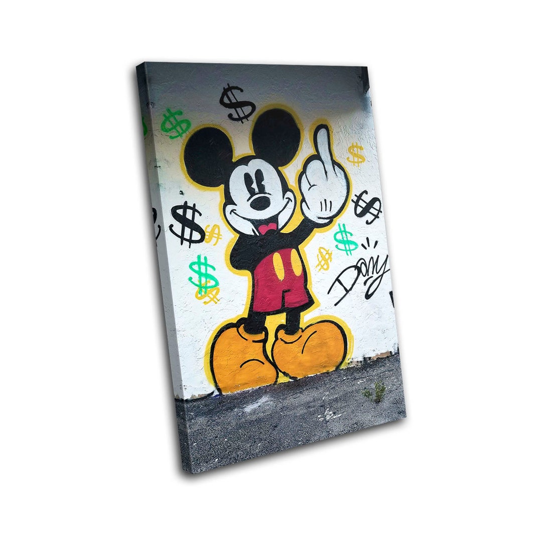 Mickey Graffiti Street Art Mural Urban SINGLE Canvas Art Print Box ...
