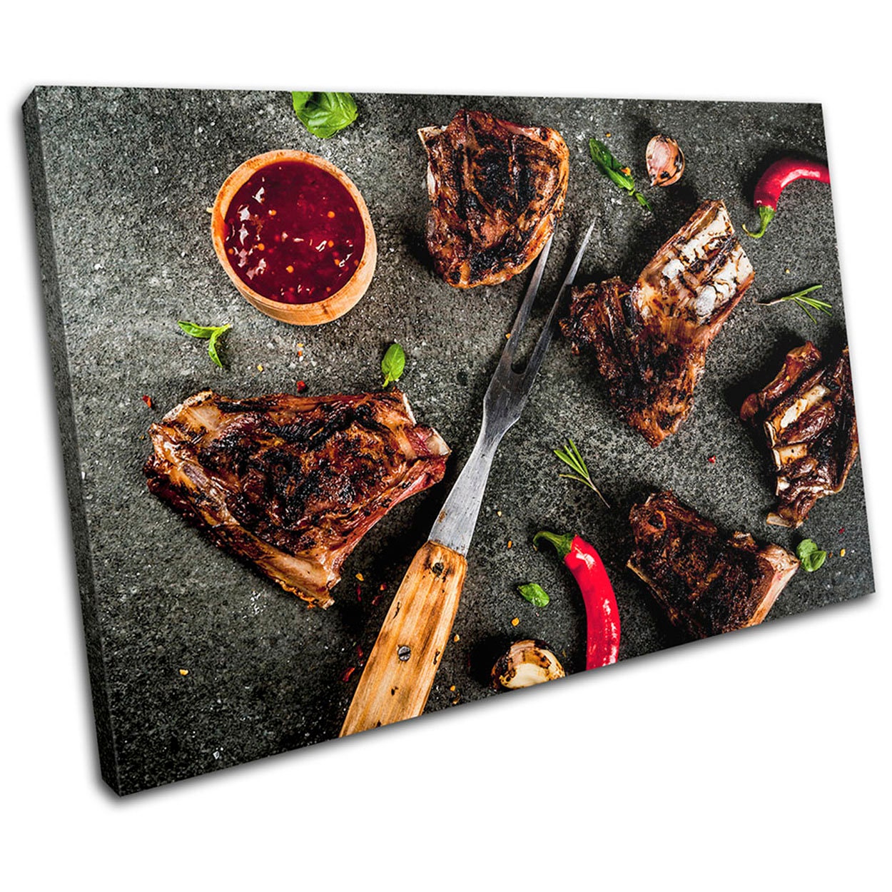 Meat BBQ Beef Bone Butcher Food Kitchen SINGLE Canvas Art Print Box ...