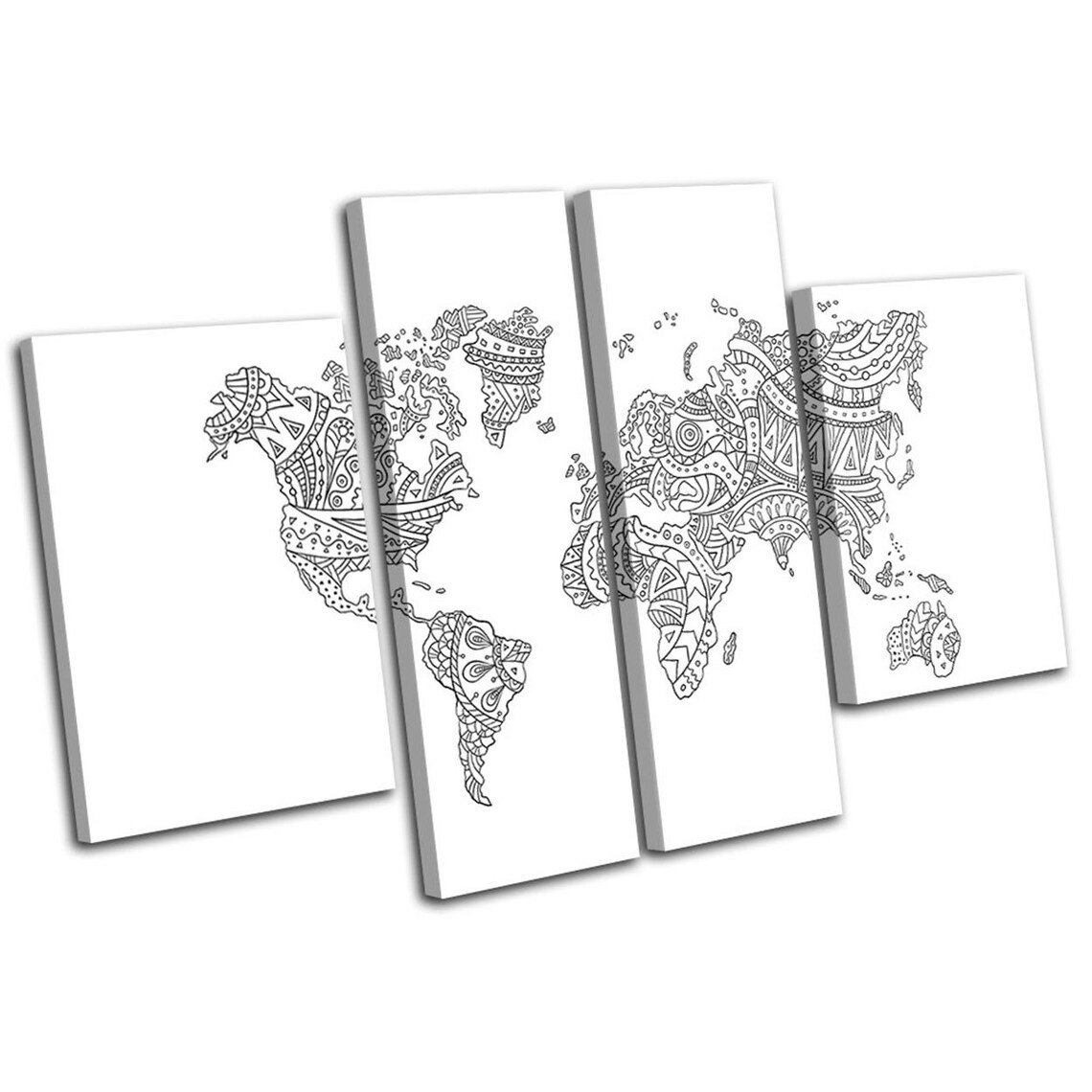 World Art Geometric Atlas Maps Flags MULTI Canvas Art Print Box Framed ...
