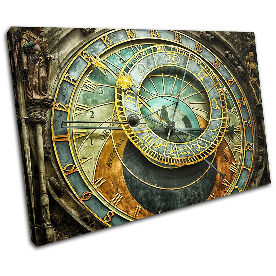 Prague Astronomical Clock Czech City SINGLE Canvas Art Print Box Framed ...