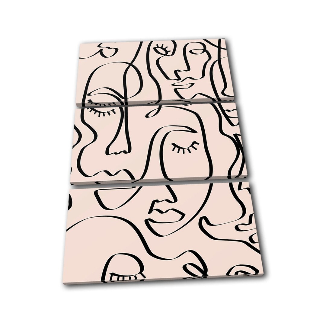 Abstract Face Natural Line Art Abstract TREBLE Canvas Art Print Box ...