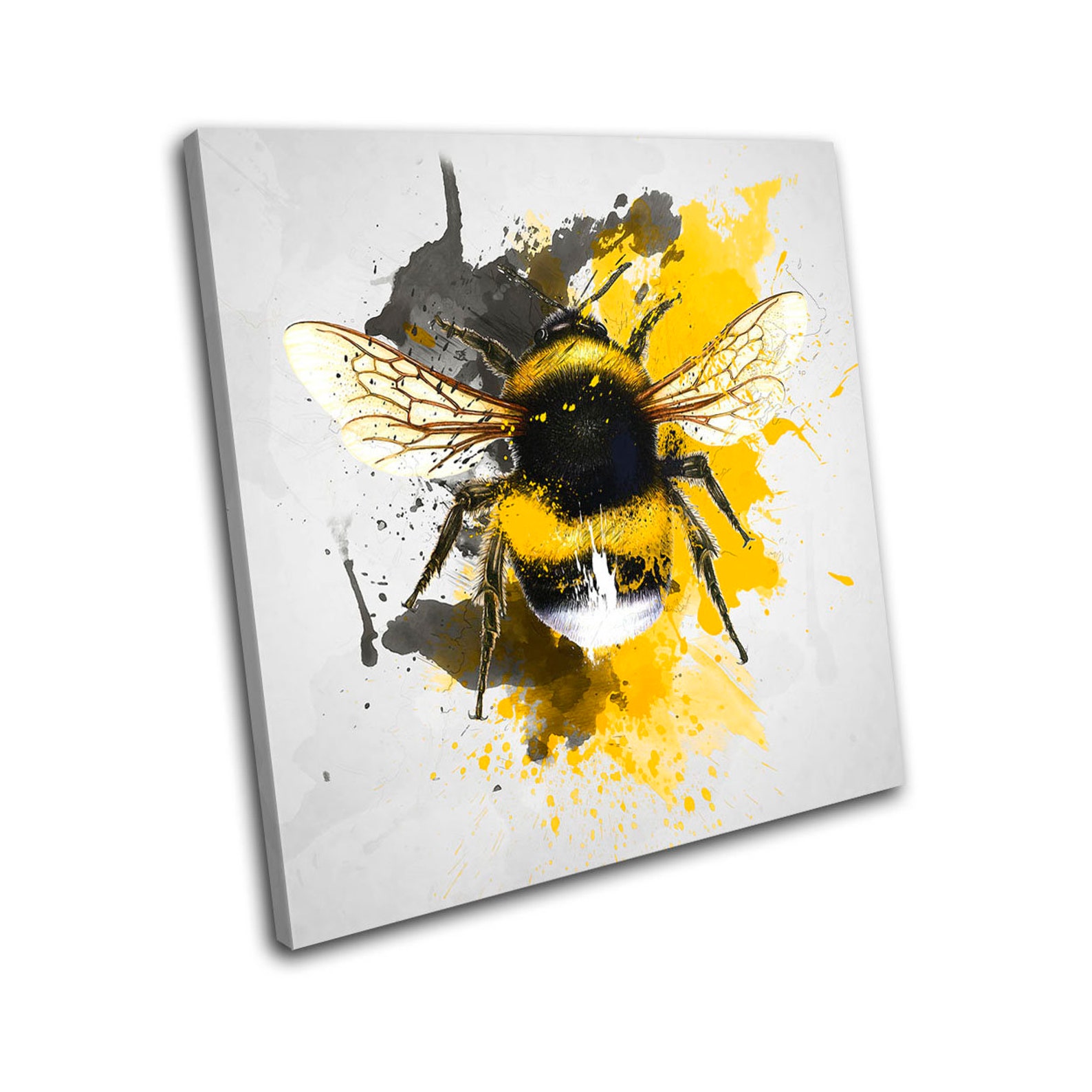 Bee Nature Paint Abstract Animals Canvas Art Print Box Framed Picture ...