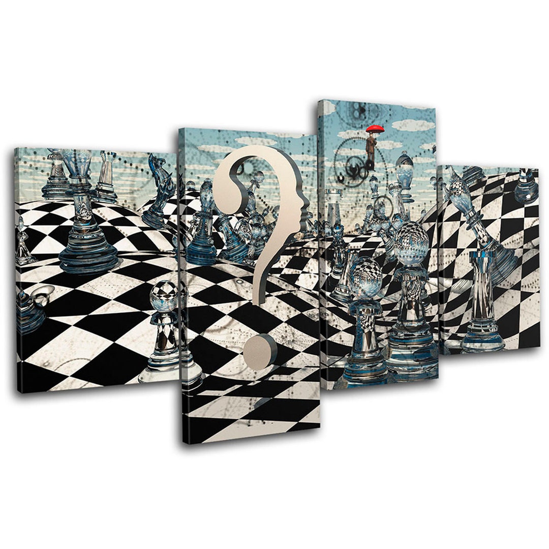 Abstract Chess Board Surrealism Fantasy MULTI Canvas Art Print Box ...