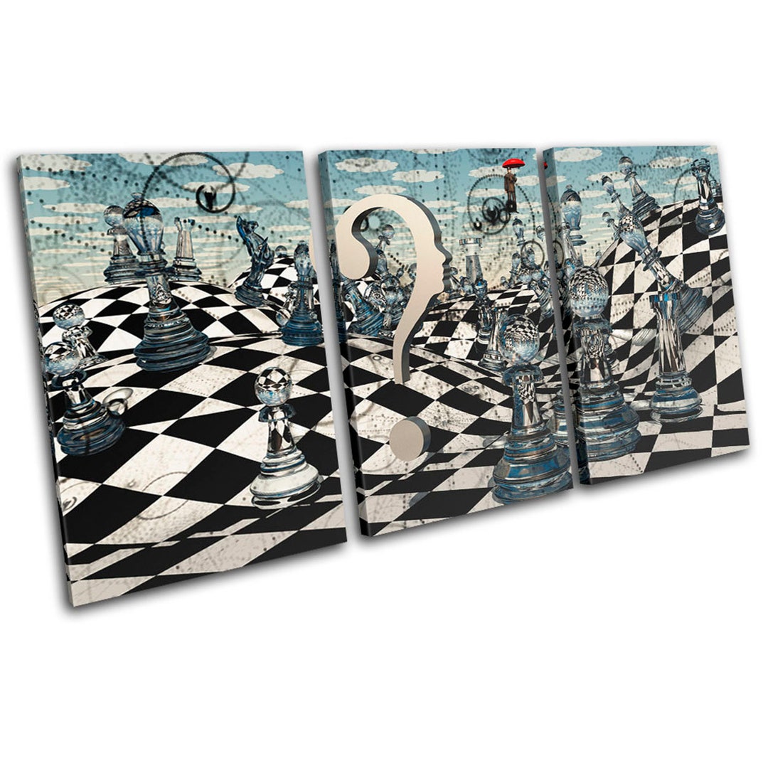 Abstract Chess Board Surrealism Fantasy TREBLE Canvas Art Print Box ...