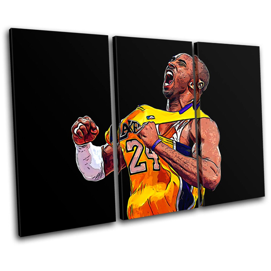 Kobe Bryant 24 Pop Art Comic Sports TREBLE Canvas Art Print Box Framed ...