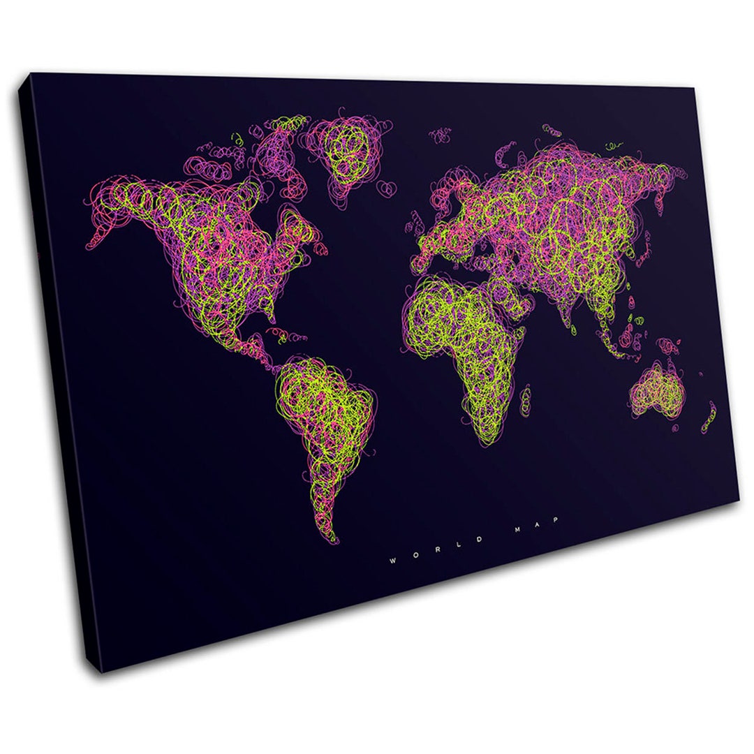 World Atlas Geography Globe Maps Flags SINGLE Canvas Art Print Box ...