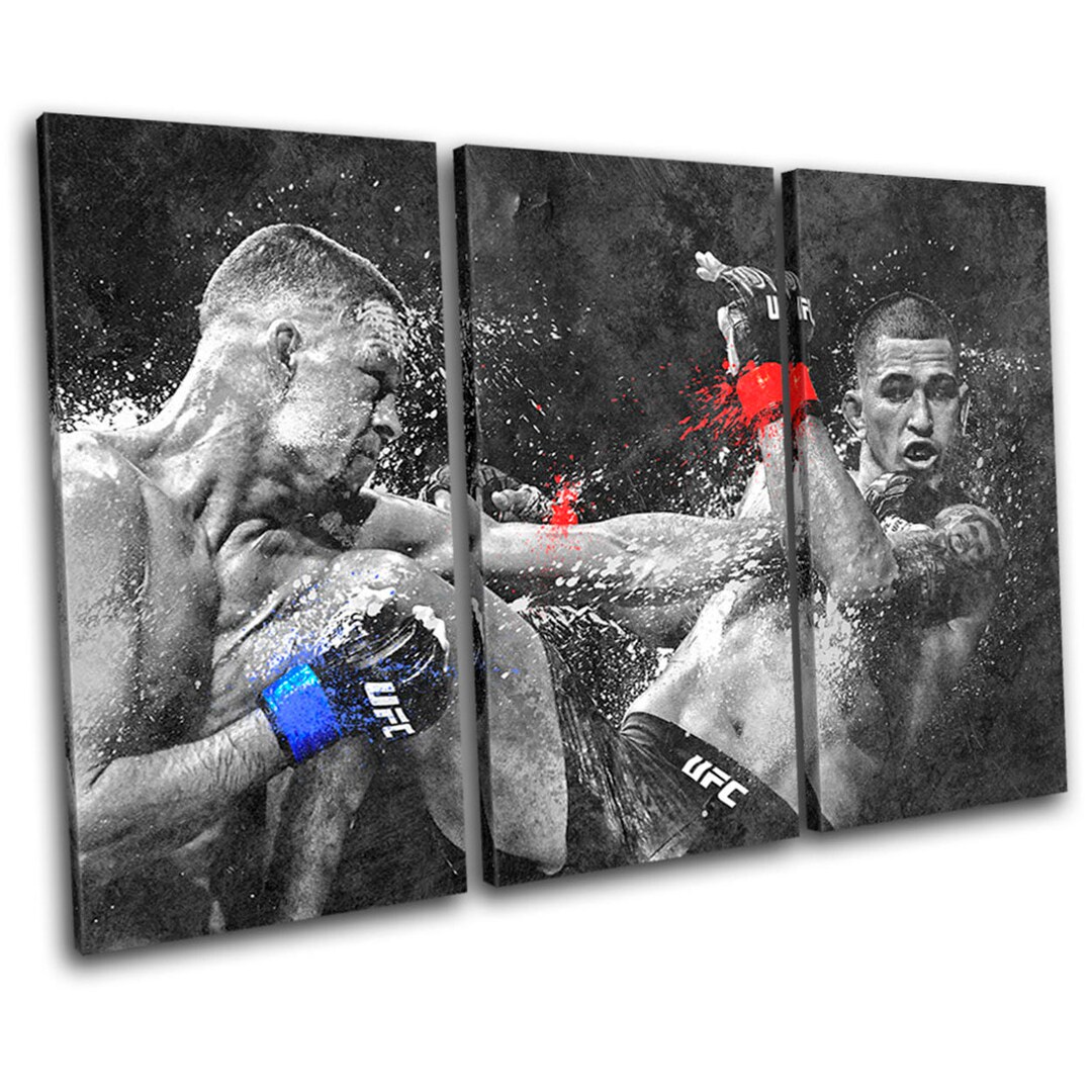 UFC Grunge Nate Diaz Pettis Sports TREBLE Canvas Art Print Box Framed ...