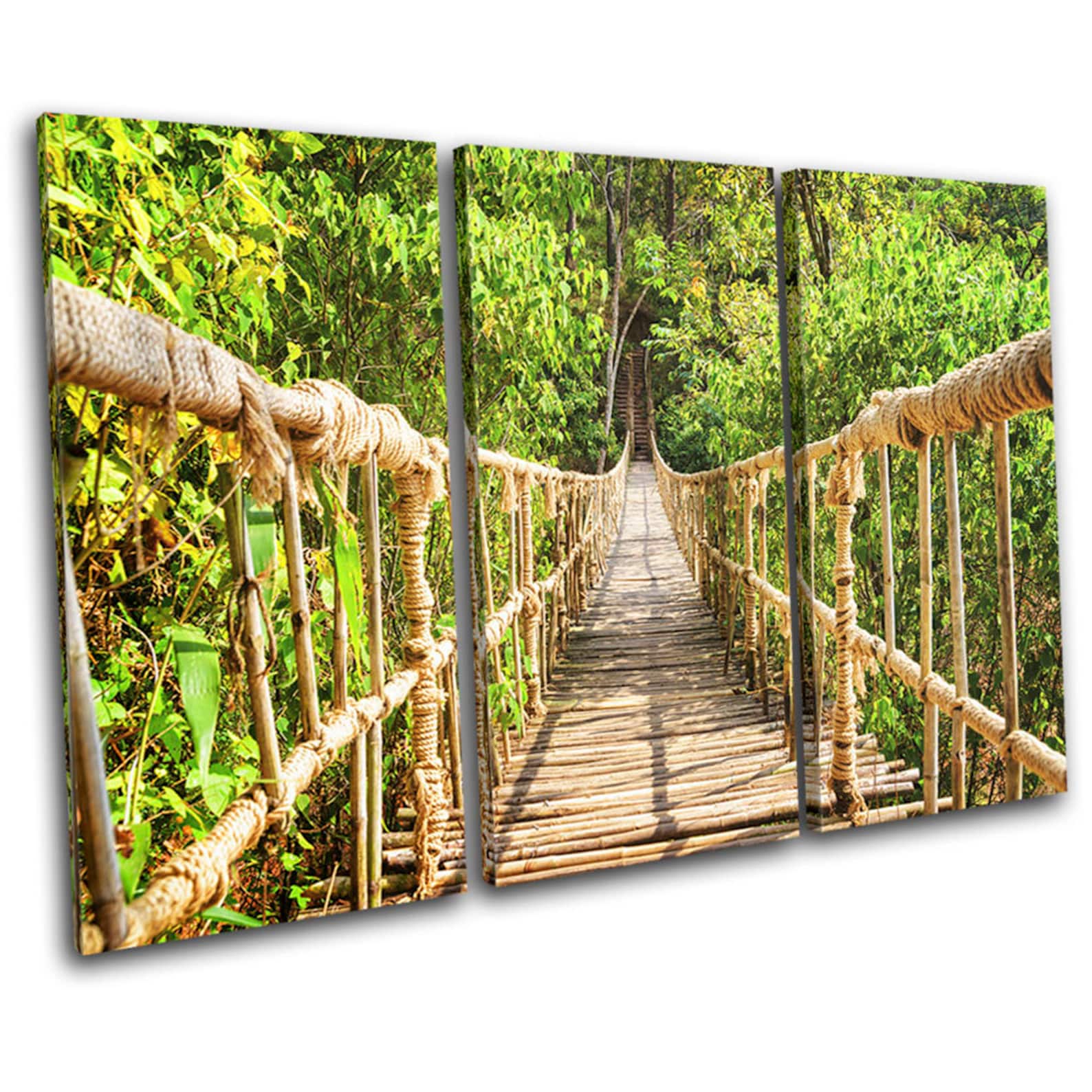 Bamboo Rope Bridge Forest Landscapes TREBLE Canvas Art Print - Etsy