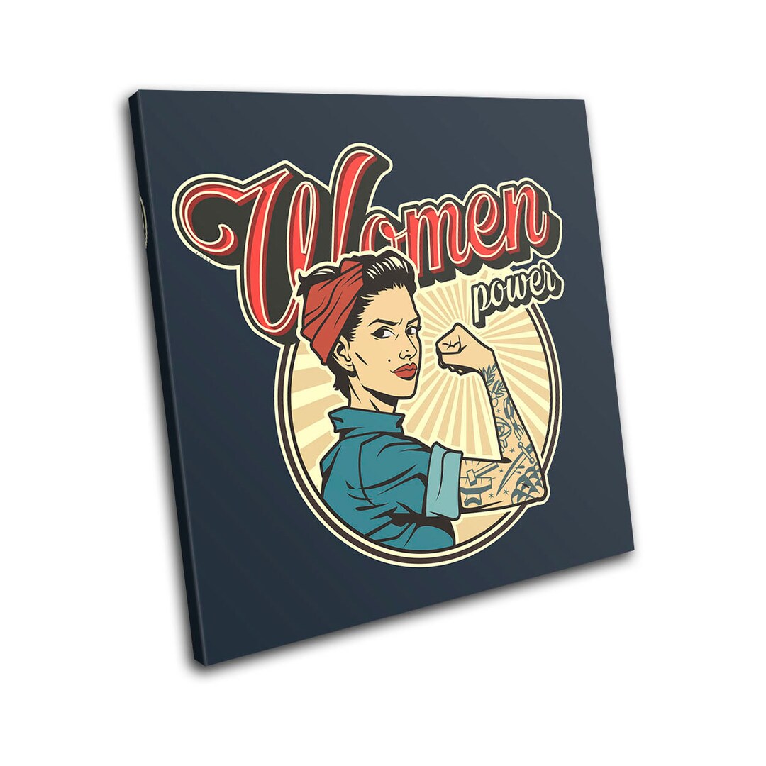 Retro Pin up Woman Power Vintage SINGLE Canvas Art Print Box Framed ...