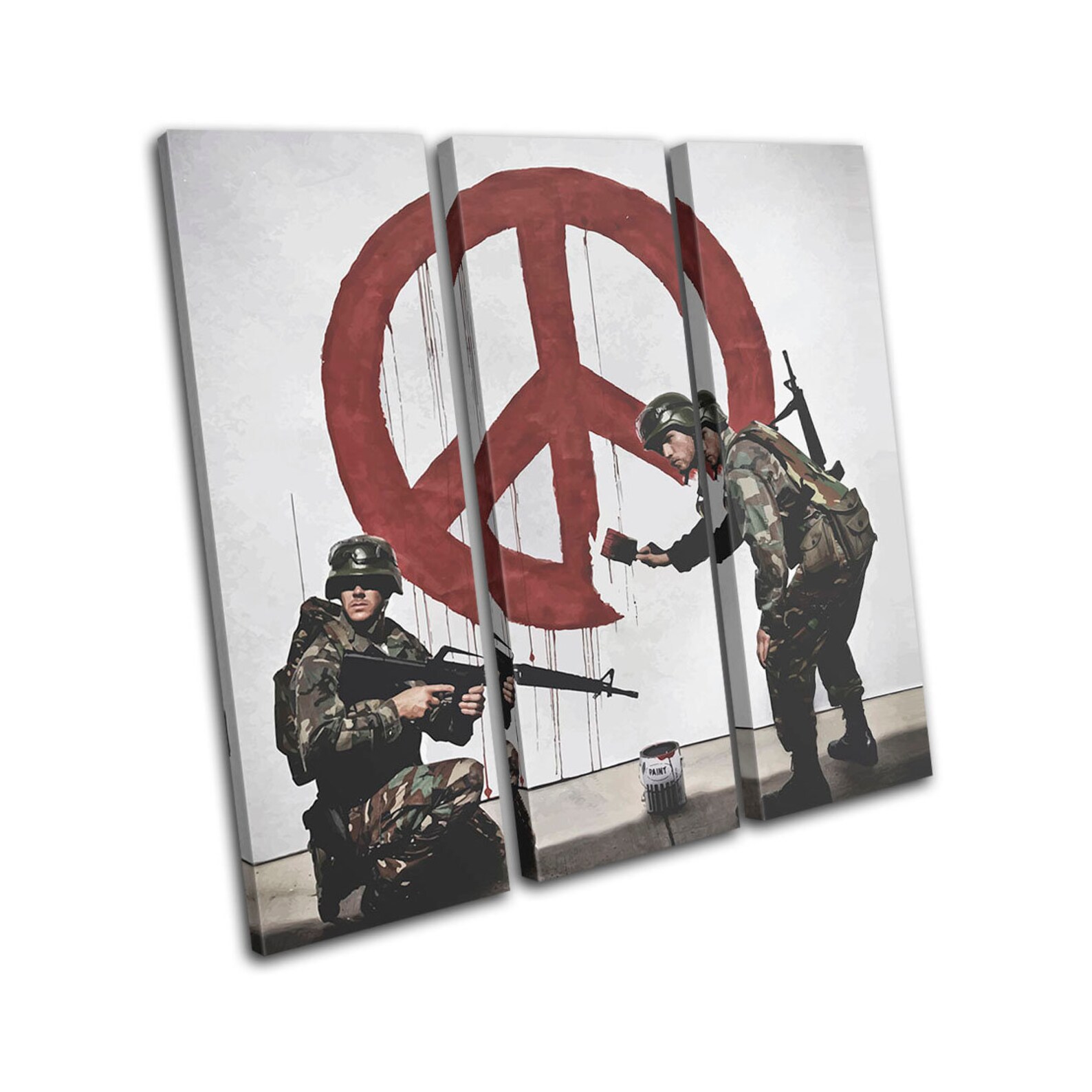 Peace Army Street Banksy Hi Res TREBLE Canvas Art Print Box Framed ...