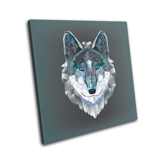 Wolf Geometric Husky Head Abstract SINGLE Canvas Art Print Box | Etsy