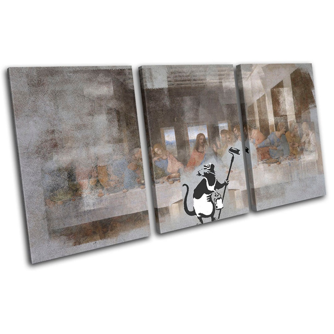 Last Supper Banksy Painter Urban TREBLE Canvas Art Print Box Framed ...