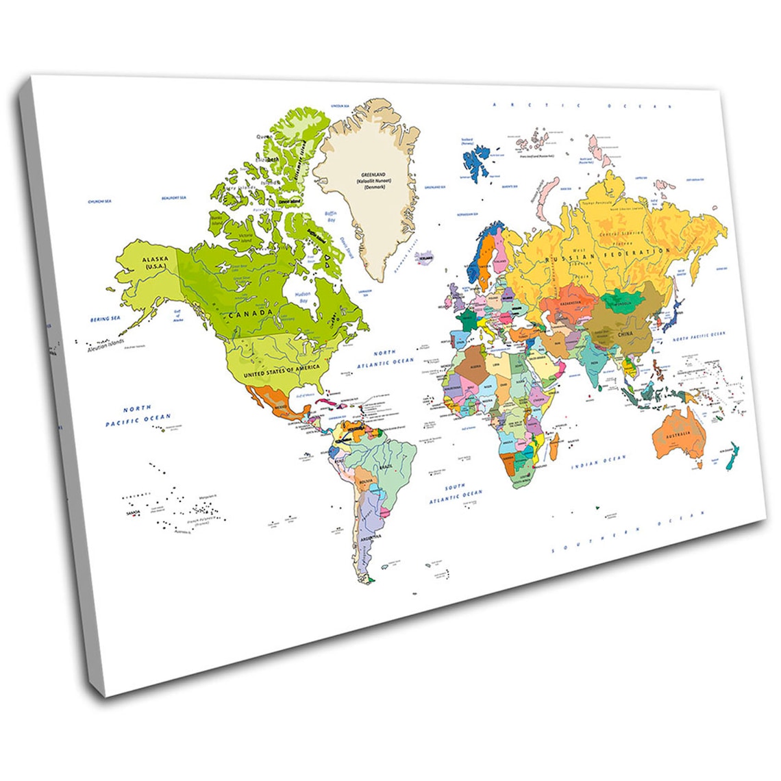 World Atlas Geography Globe Maps Flags SINGLE Canvas Art | Etsy