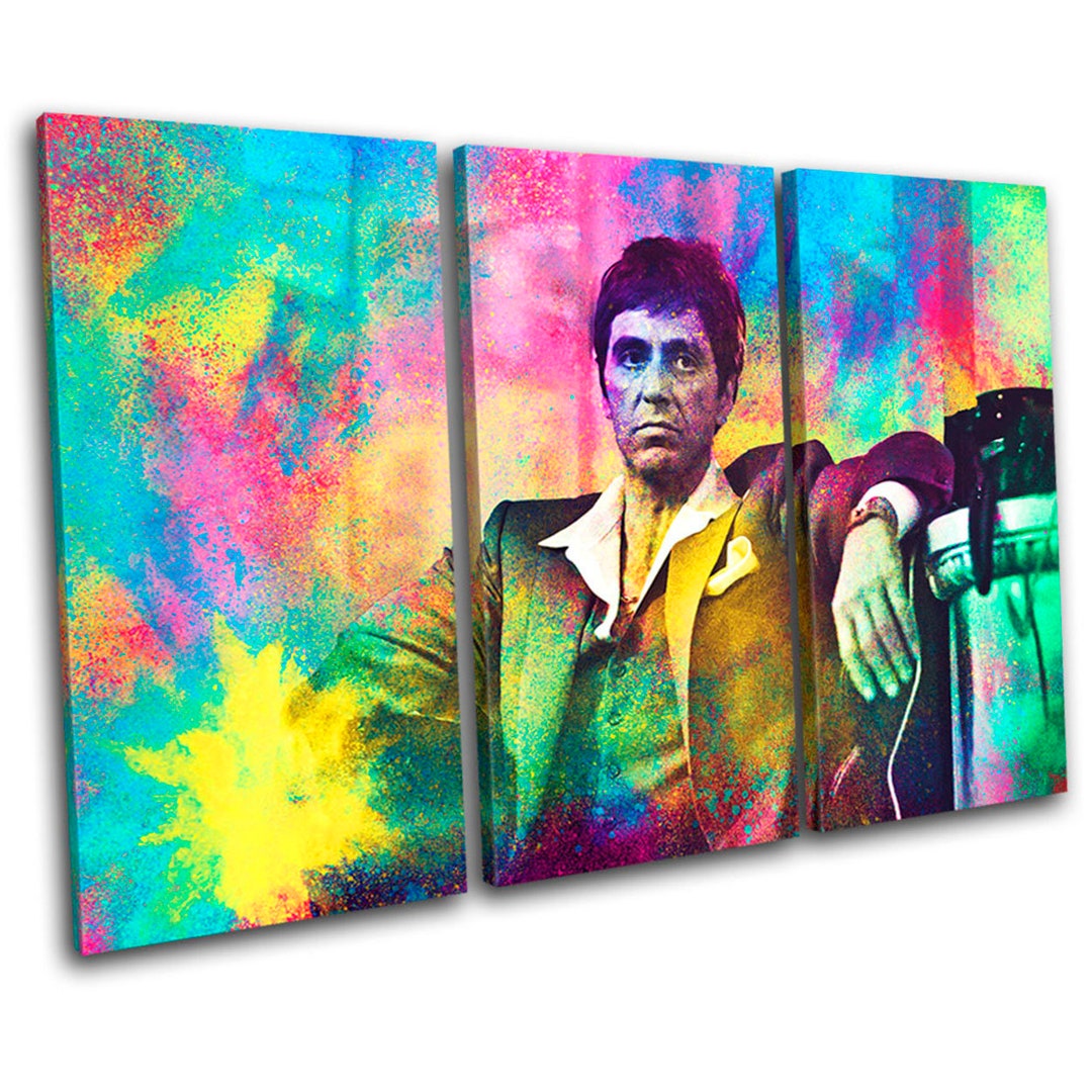 Colourful Scarface Iconic Celebrities TREBLE Canvas Art Print Box ...
