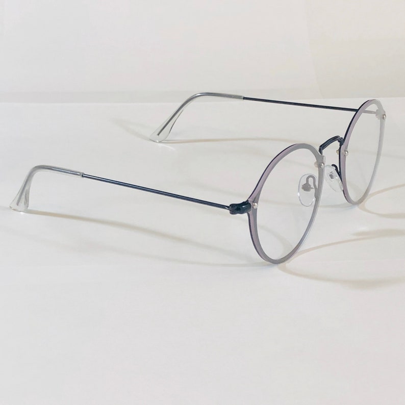 Rimless Clear Lens Circle Glasses Etsy