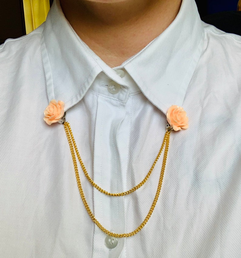 Collar Clips Flower Tipped Collar Chain - Etsy