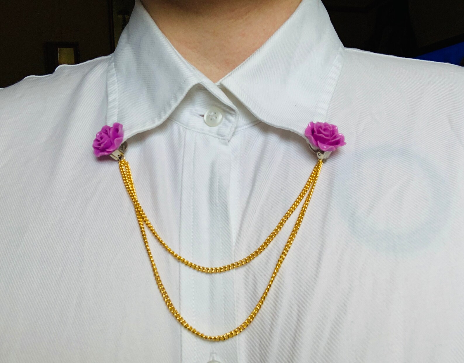 Collar Clips Flower Tipped Collar Chain | Etsy