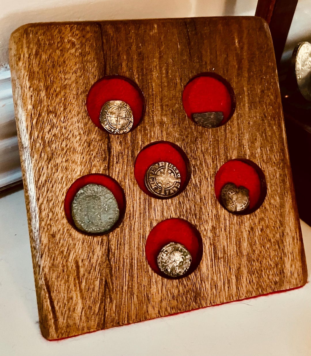 African Wooden Coin Stand Display Stand Metal Detecting Finds and or ...