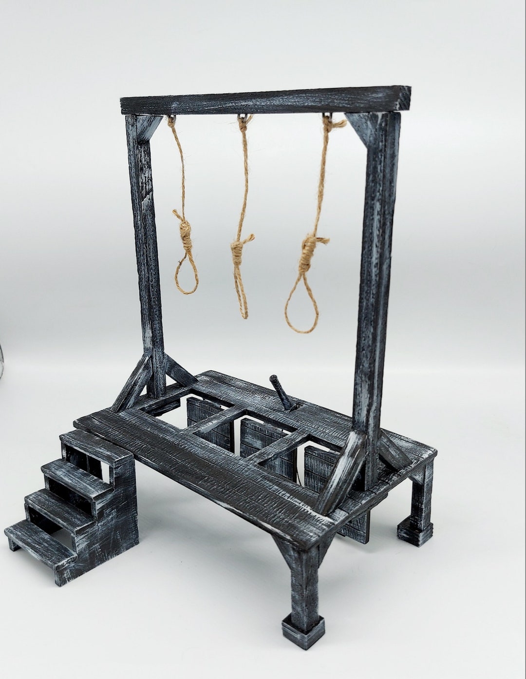 Handmade Wooden Gallows Hand Painted, Hangmans Noose 1:16 Scale, Creepy ...