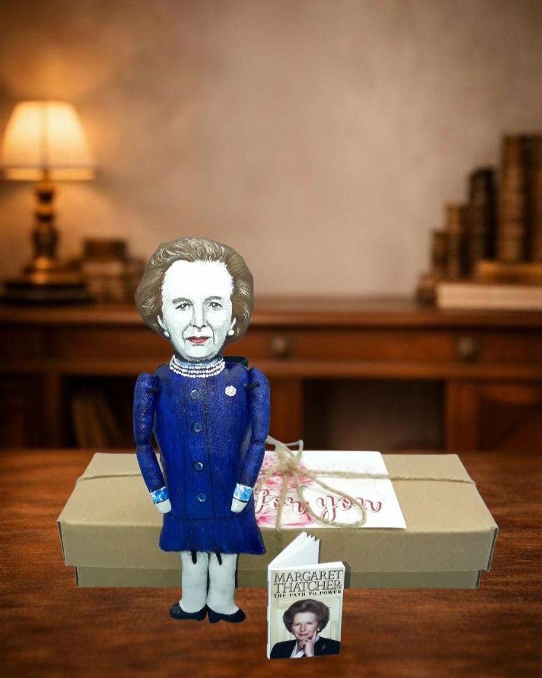 Margaret Thatcher Collectible Doll Hand Painted + Miniature Book ...