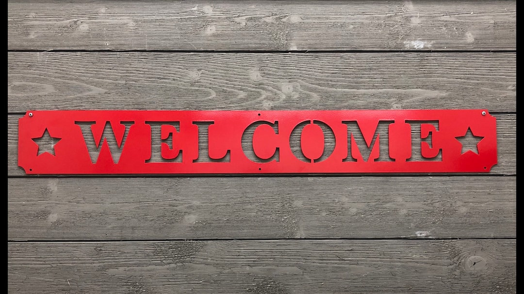 Red Welcome Sign - Etsy