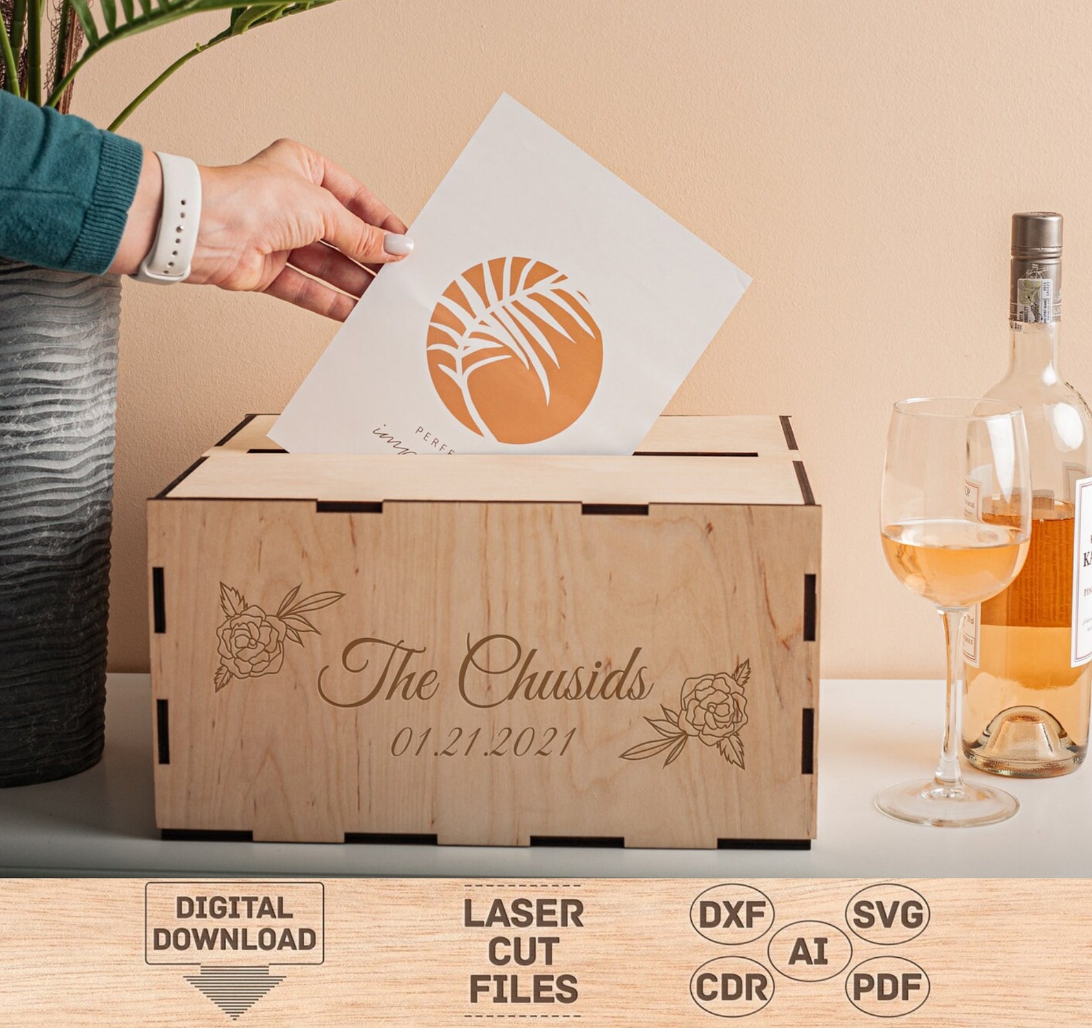 Wedding Card Box Svg, Wedding Card Box Laser Cut, Wedding Card Box ...