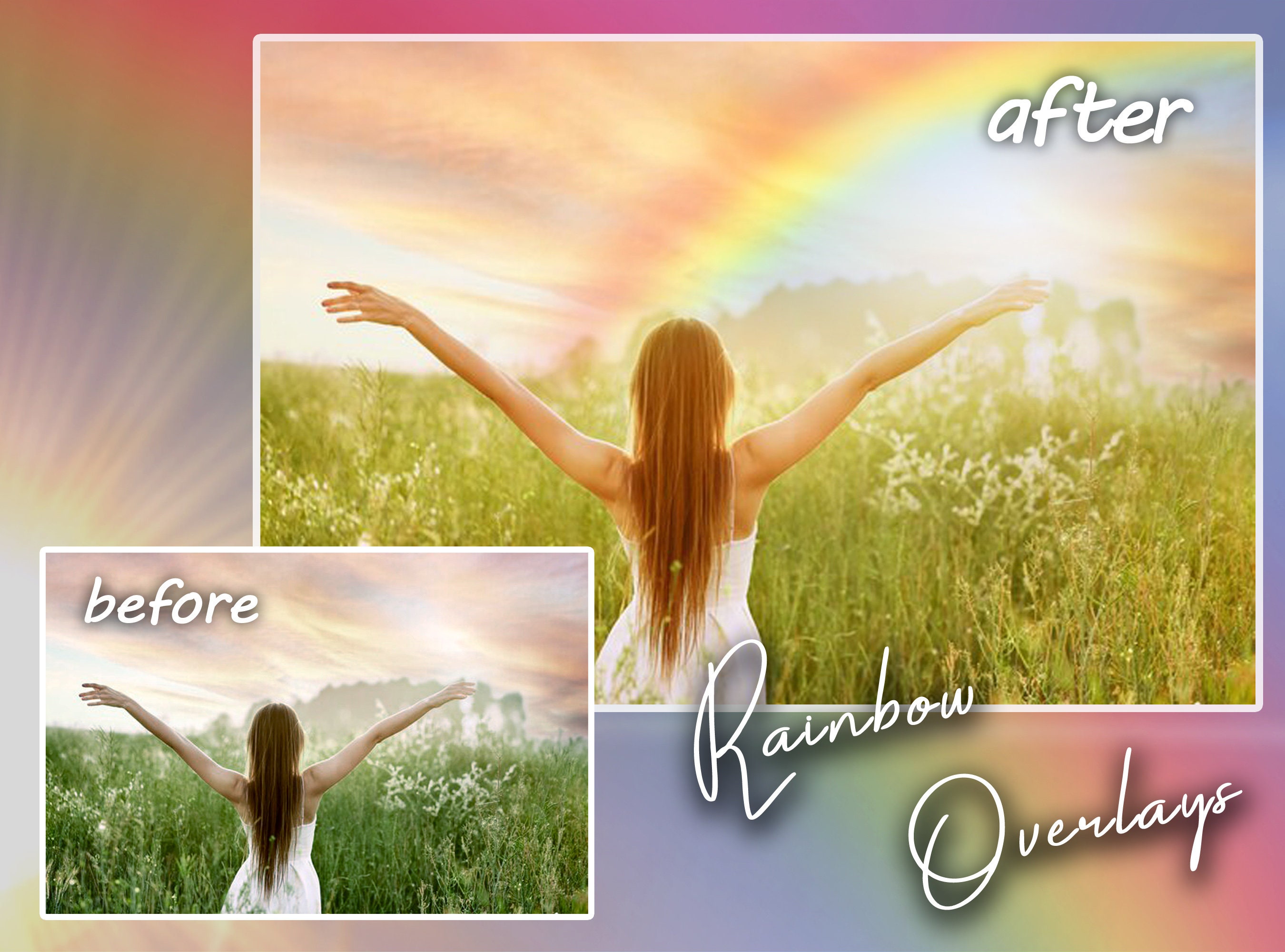 45 Rainbow Overlay,rainbow Overlays for Photoshop,rainbow Photoshop ...