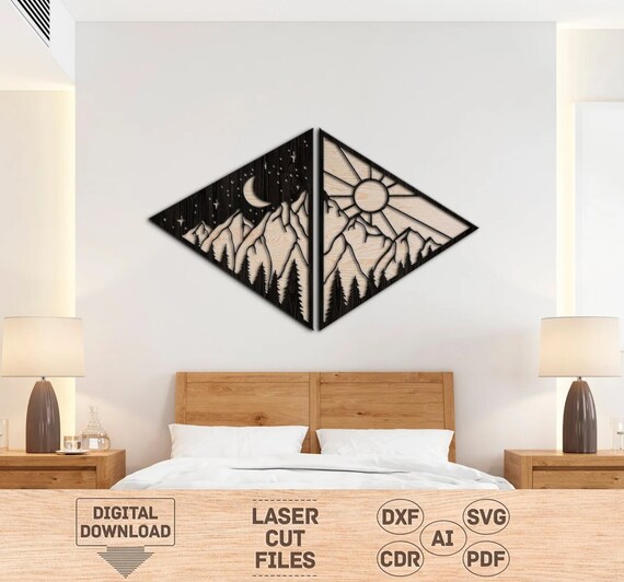 Sun and Moon Svg Sun and Moon Pdf Sun and Moon Dxf Mountain - Etsy