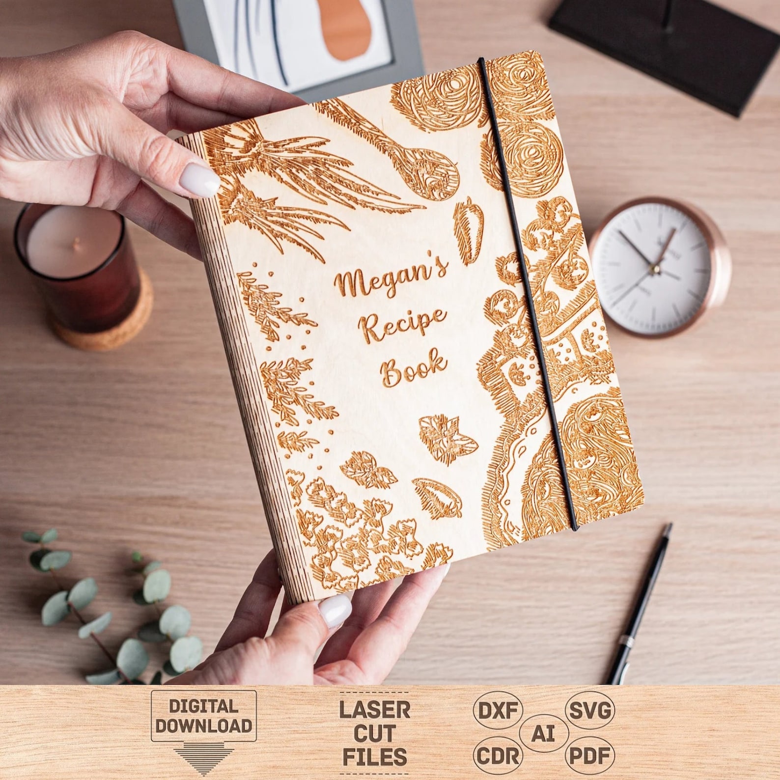 Wooden Recipe Book Svg, Wooden Recipe Book Pdf, Wooden Recipe Book ...