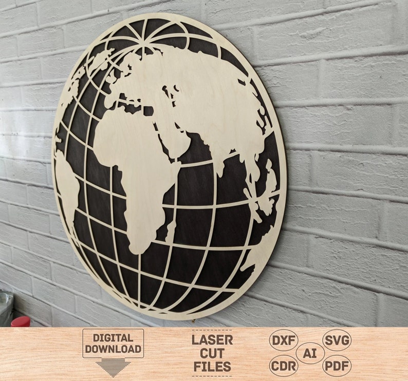 Globe Svg Globe Wall Art World Map Svg World Map Wall - Etsy