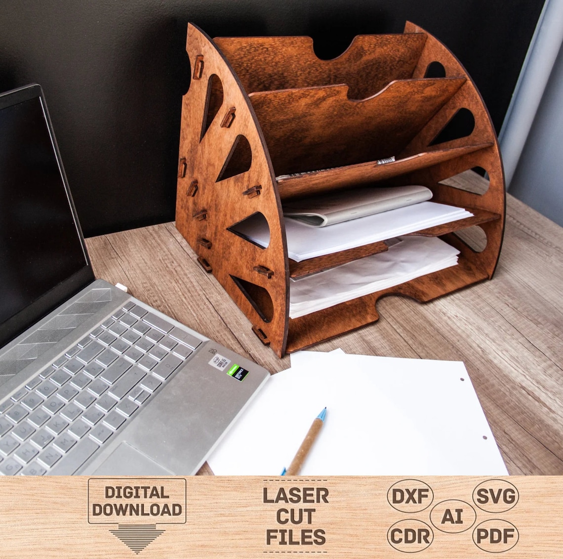 Desk Organizer Svg, Desk Organizer Pdf, Desk Organizer Dxf, Document ...