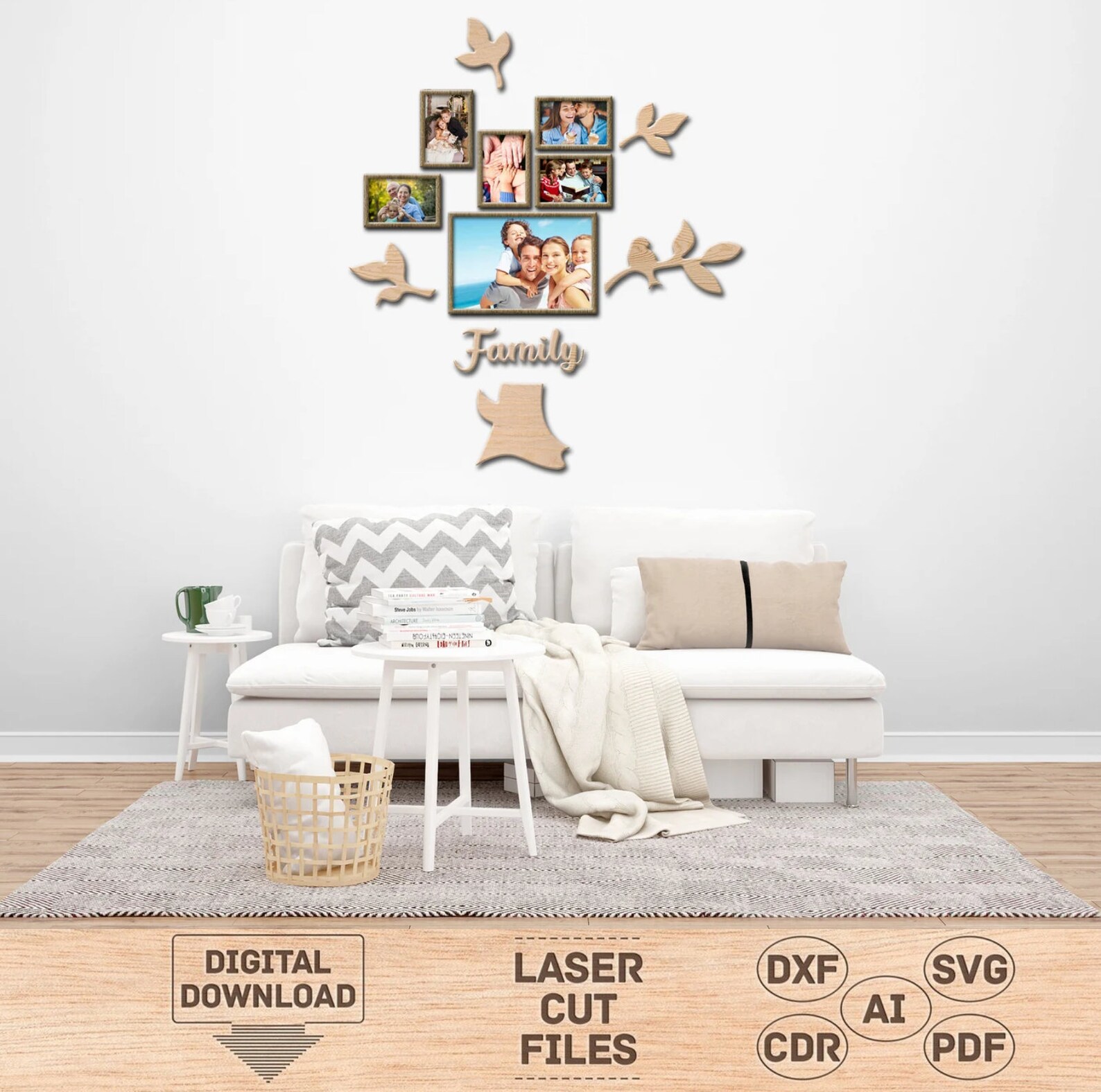 Family Tree Svg, Family Tree Pdf, Family Tree Dxf, Tree Photo Frames ...