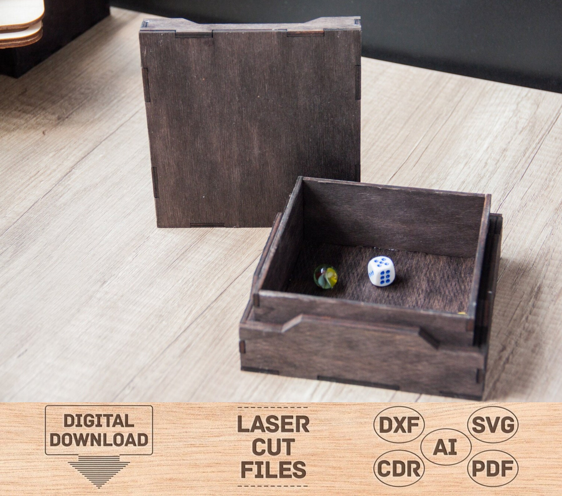 Dice Box Svg, Dice Box Pdf, Dice Box Dxf, Dice Box Cdr, Dice Holder Dnd ...