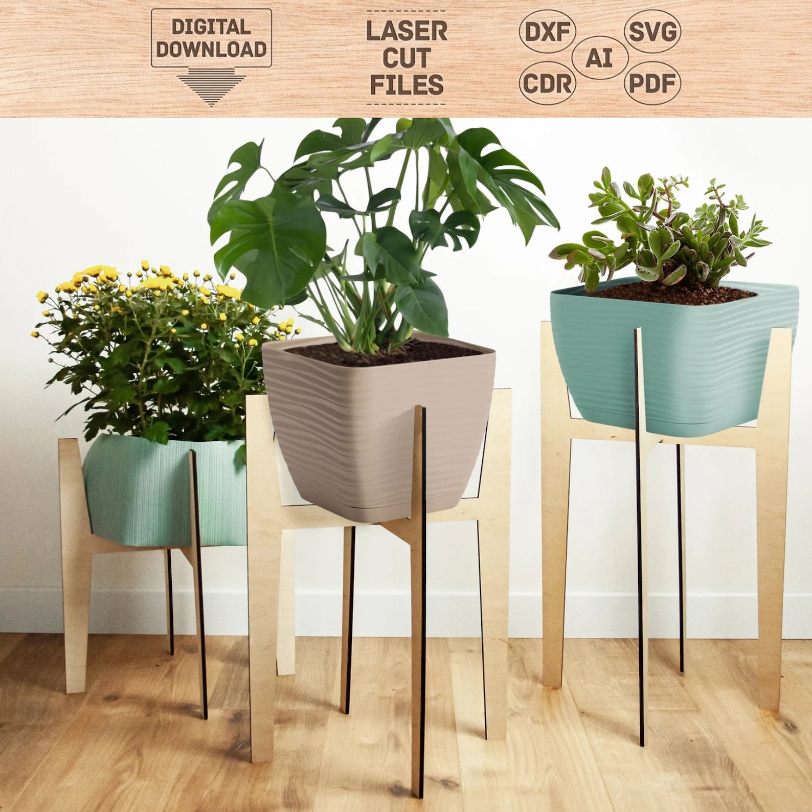 Wooden Plant Stand Svg, Wooden Plant Stand Pdf, Wooden Plant Stand ...