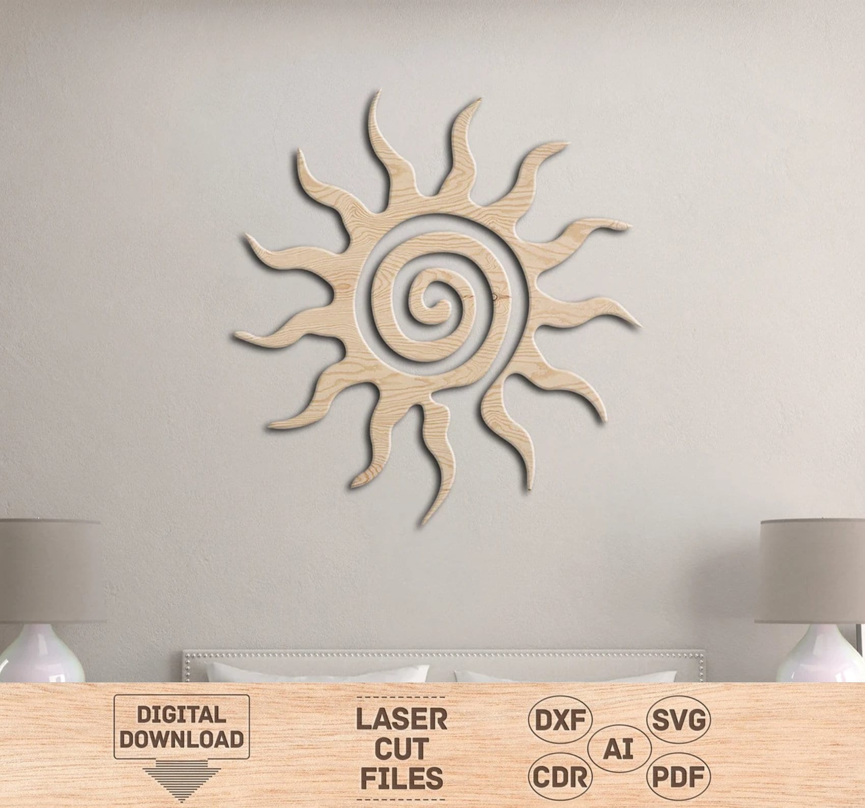 Sun Laser Cut, Wooden Sun Laser Cut, Wooden Sun Svg, Wooden Sun Pdf ...