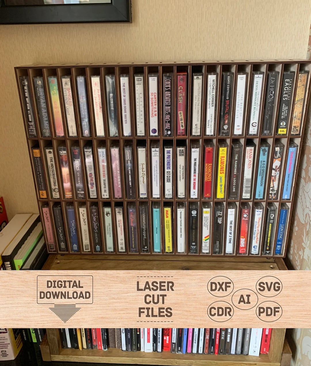 Cassette Storage Laser Cut, Cassette Organizer Laser Cut, Cassette ...