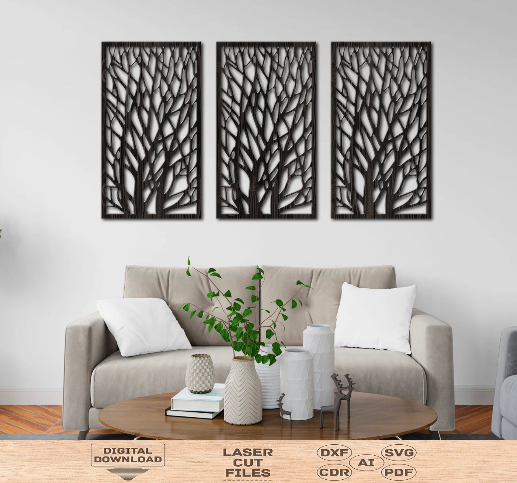 Three Wall Art Laser Cut Wall Art Tree of Life Wall Art 3 - Etsy