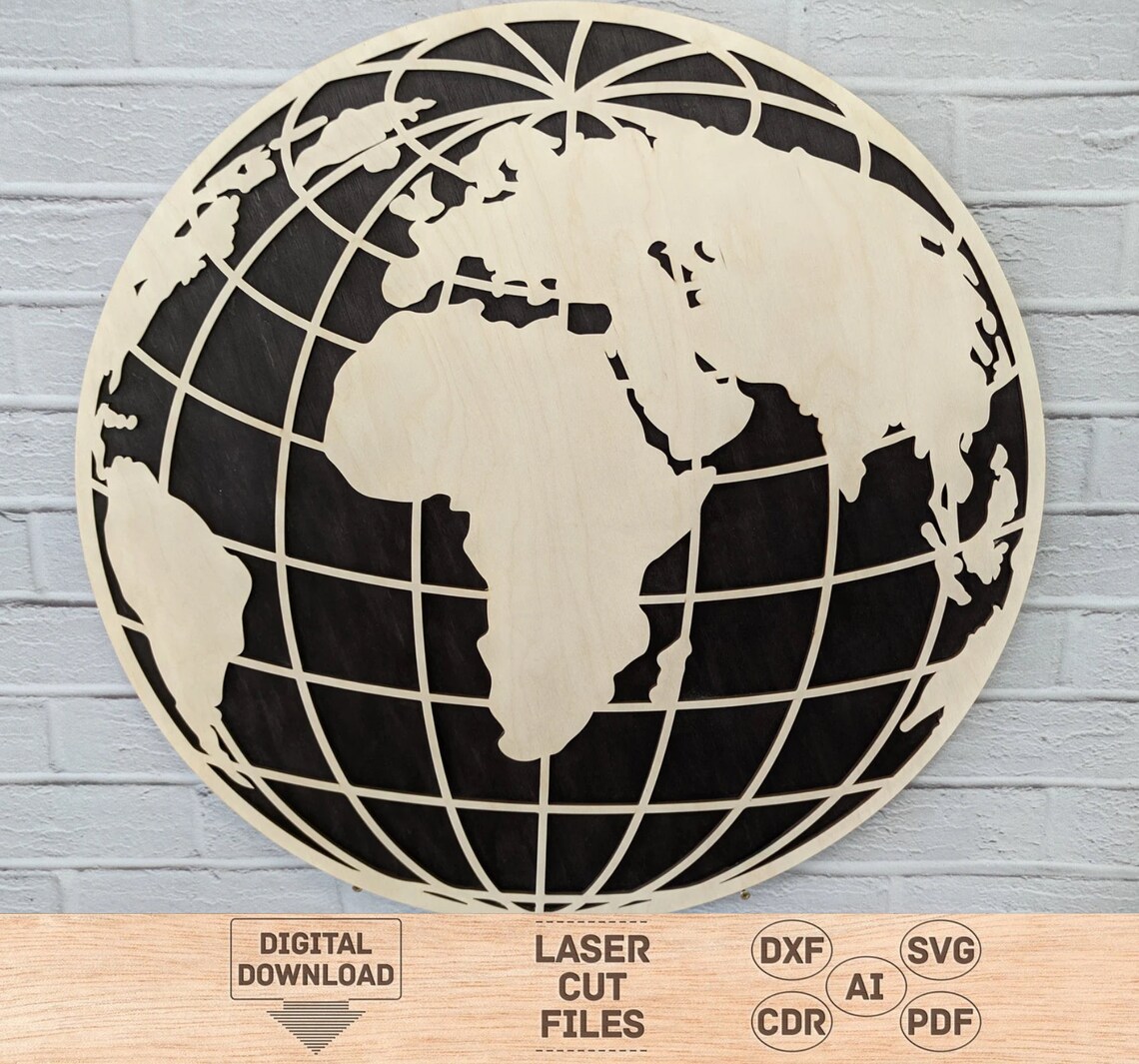 Globe Svg Globe Wall Art World Map Svg World Map Wall - Etsy