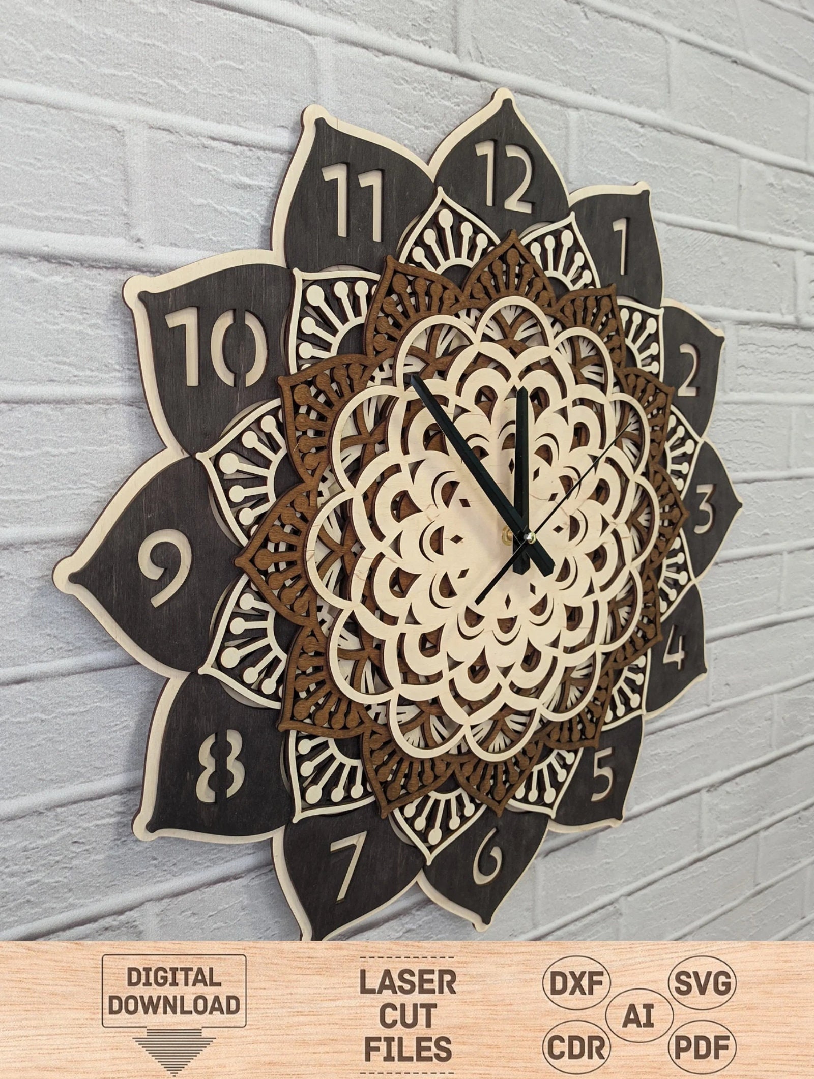 Mandala Clock Svg, Mandala Clock Pdf, Mandala Clock Dxf, Mandala Clock ...