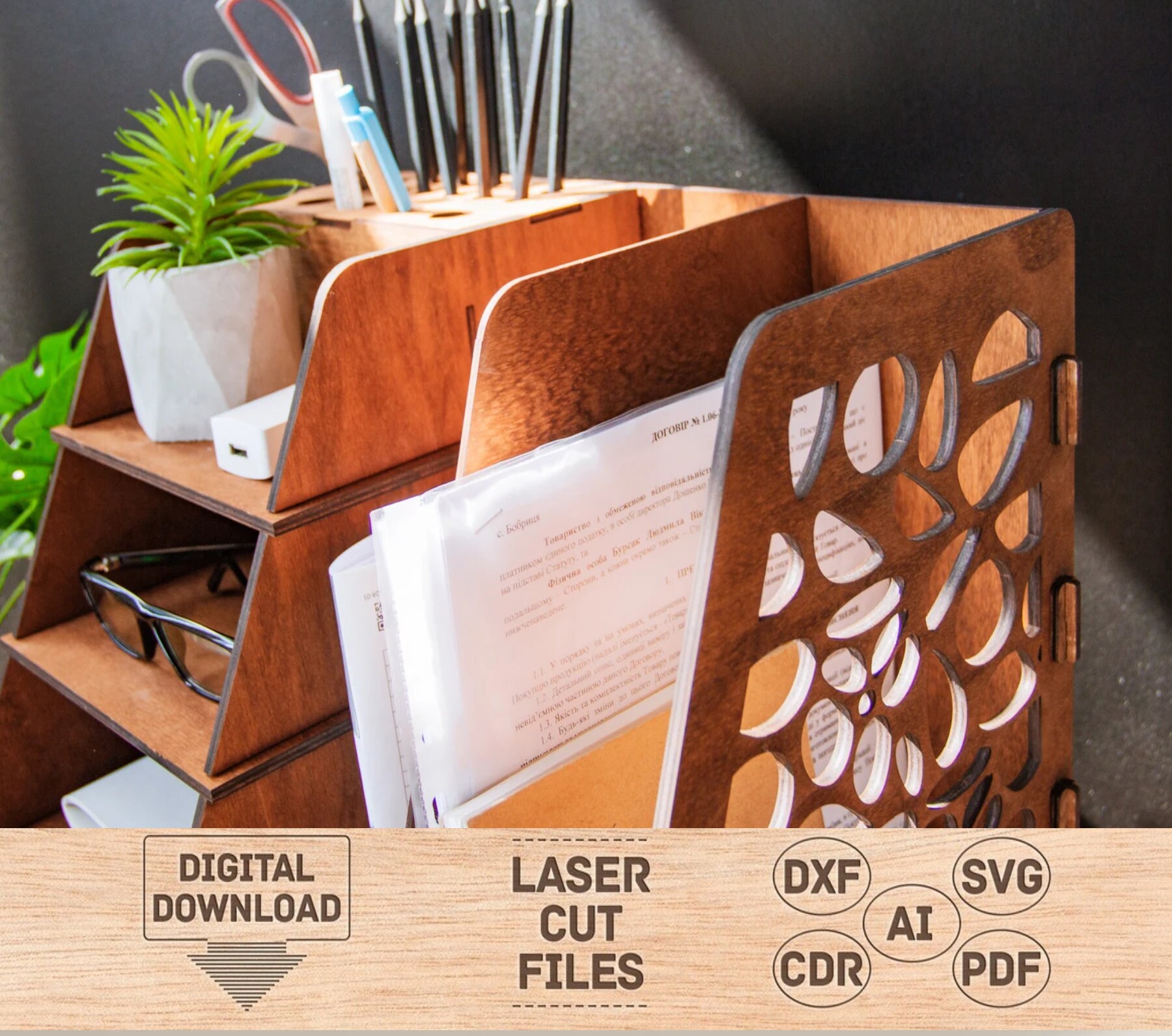 Desk Organizer Svg, Desk Organizer Pdf, Office Desk Organizer Svg ...