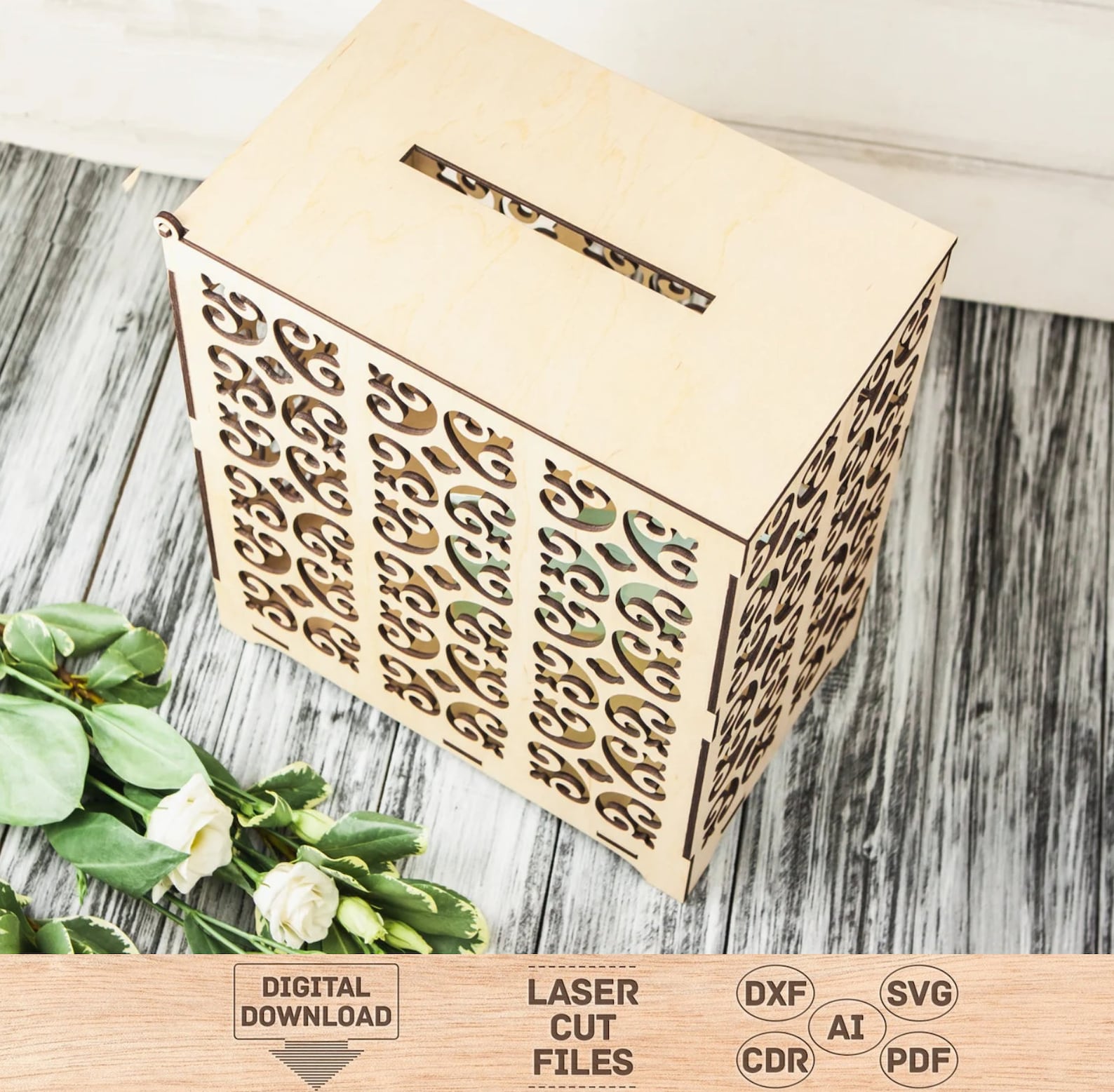 Wedding Card Box Svg, Wedding Card Box Pdf, Wedding Card Box Dxf, Card ...