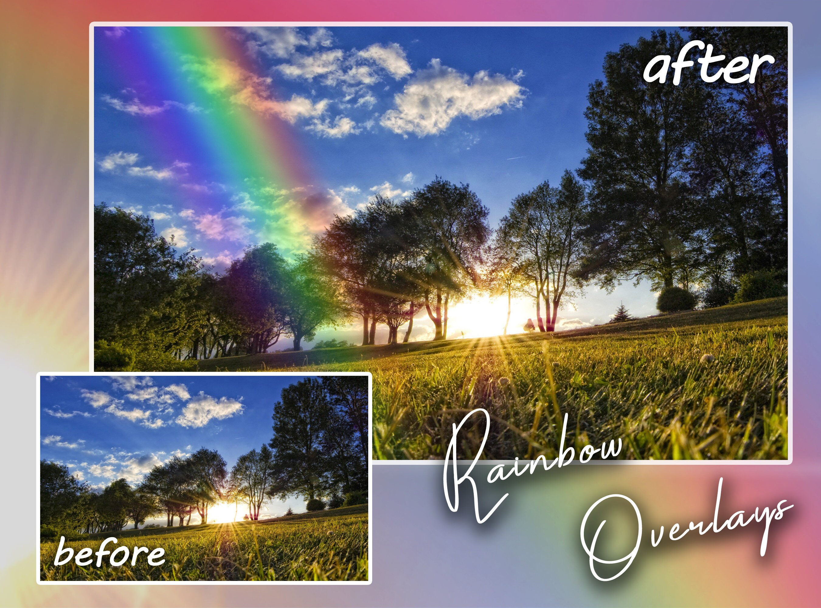 Rainbow Overlay Realistic Rainbow Overlay Photoshop Rainbow - Etsy