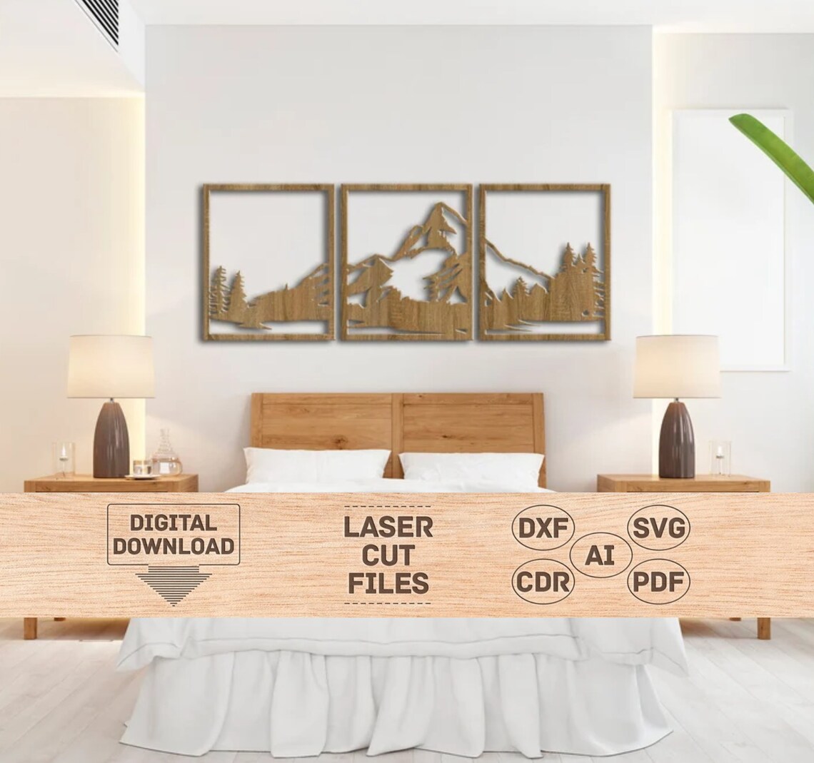 Mountain Svg, Mountain Pdf, Mountain Dxf, Mountain Wall Art, Mountain ...