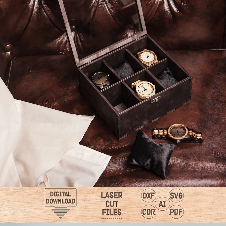 Watch Box Svg Watch Box Dxf Watch Box Pdf Watch Box Cdr - Etsy