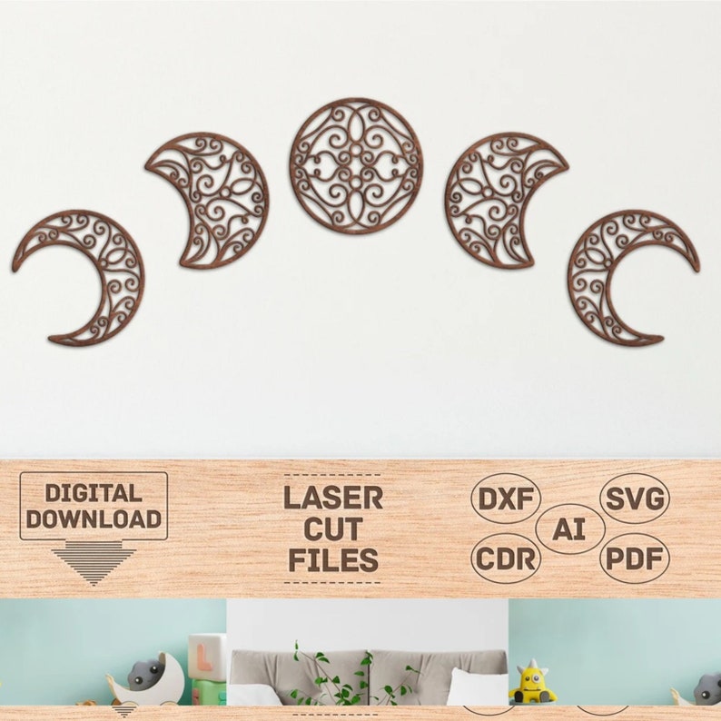 Moon Phase Svg, Moon Phase Laser Cut, Moon Phase Pattern, Moon Phase ...