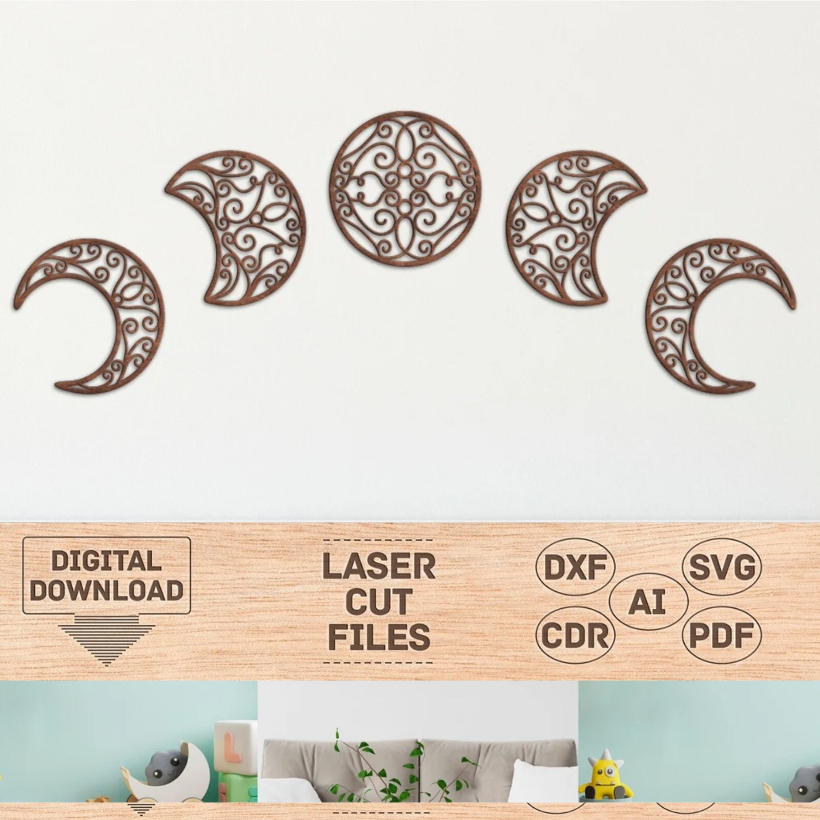 Moon Phase Svg, Moon Phase Pdf, Moon Phase Dxf, Moon Phase Cdr, Moon ...