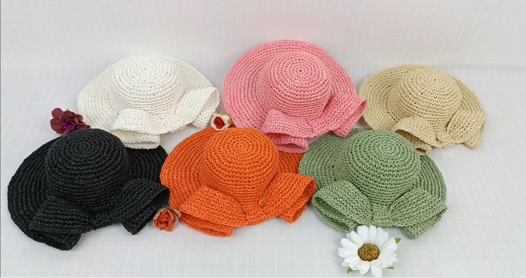 Multicolored Raffia Hats With a Bow for Smart Doll Retro Style - Etsy