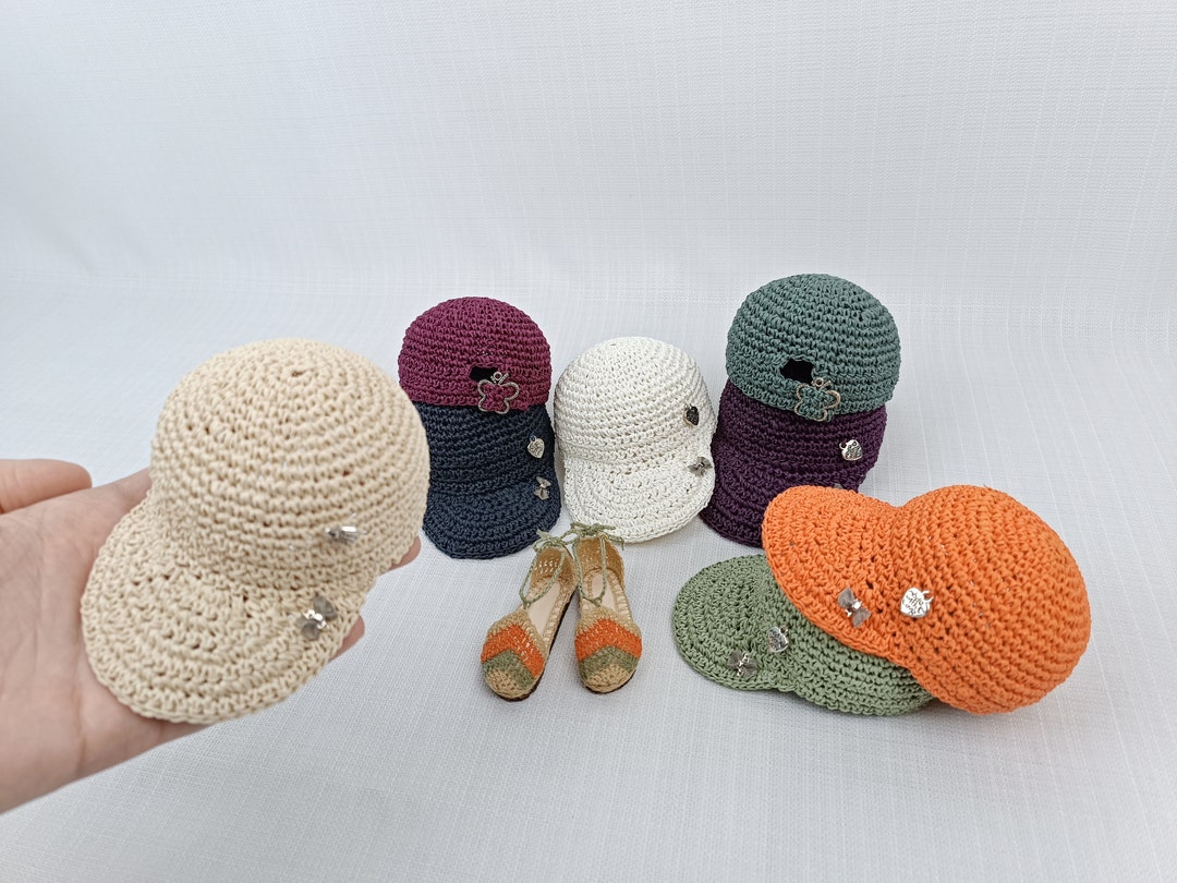 Knitted Raffia Baseball Cap Vintage Summer Hat for Smart Doll - Etsy